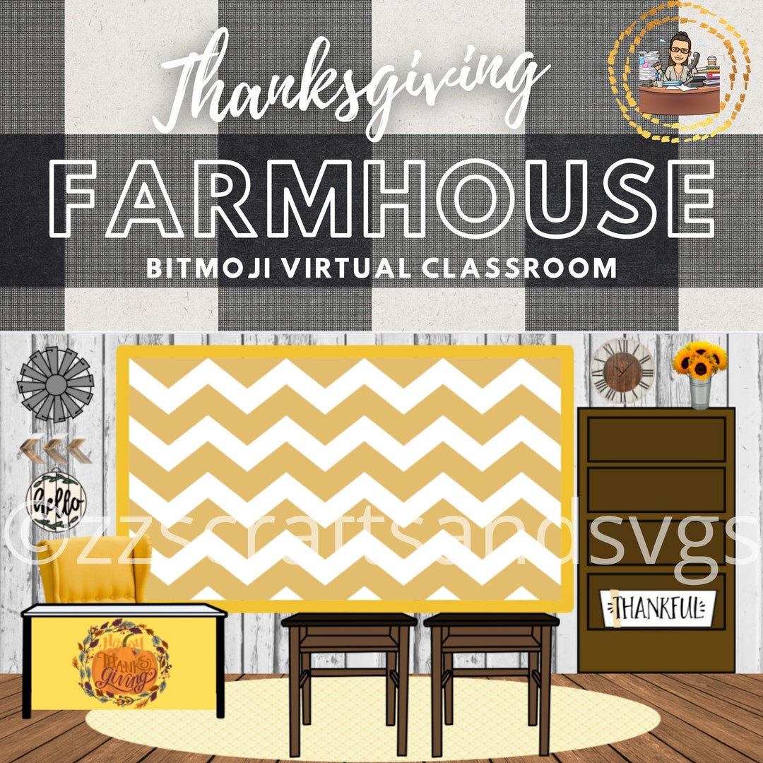 Thanksgiving Farmhouse Bitmoji Virtual Classroom Background Template ...
