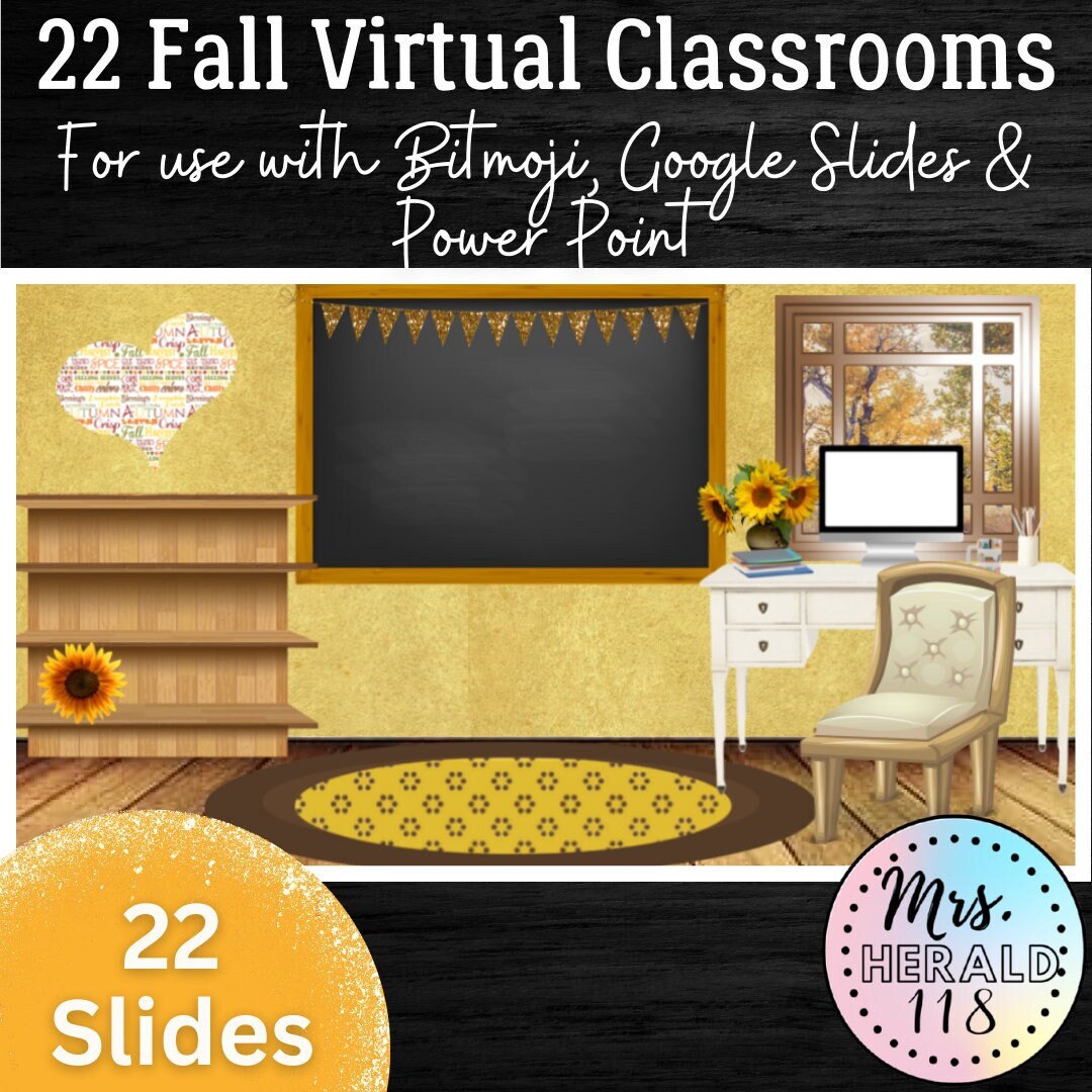 22 Fall Autumn Virtual Classroom Backgrounds for Bitmoji Google Slides ...