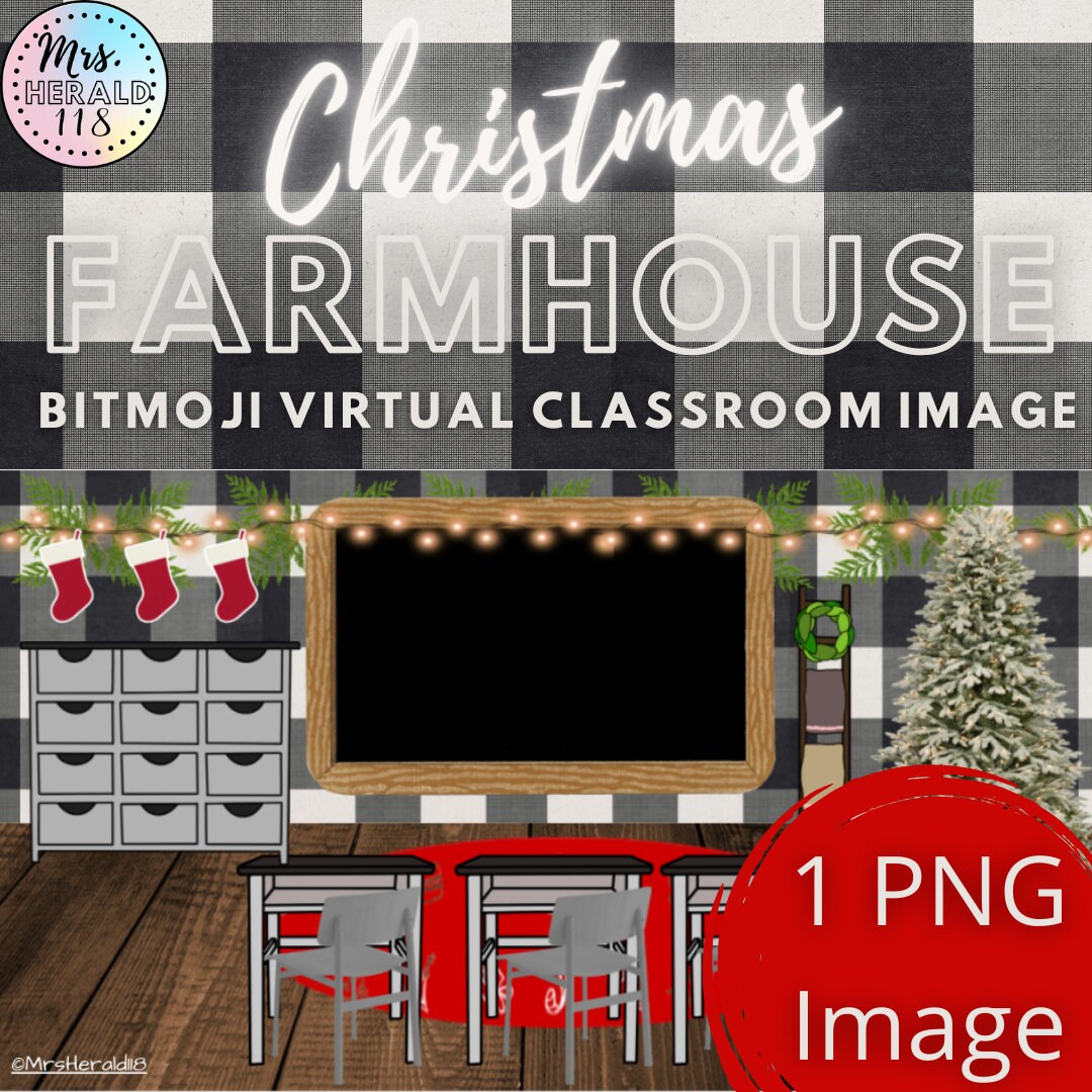 Christmas Farmhouse Bitmoji Virtual Classroom Background Template PNG ...