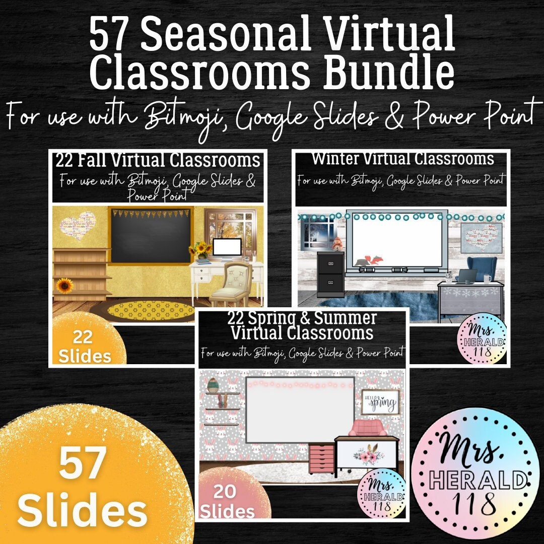 57 Fall Winter Spring Summer Virtual Classrooms for Bitmoji™ & Google ...