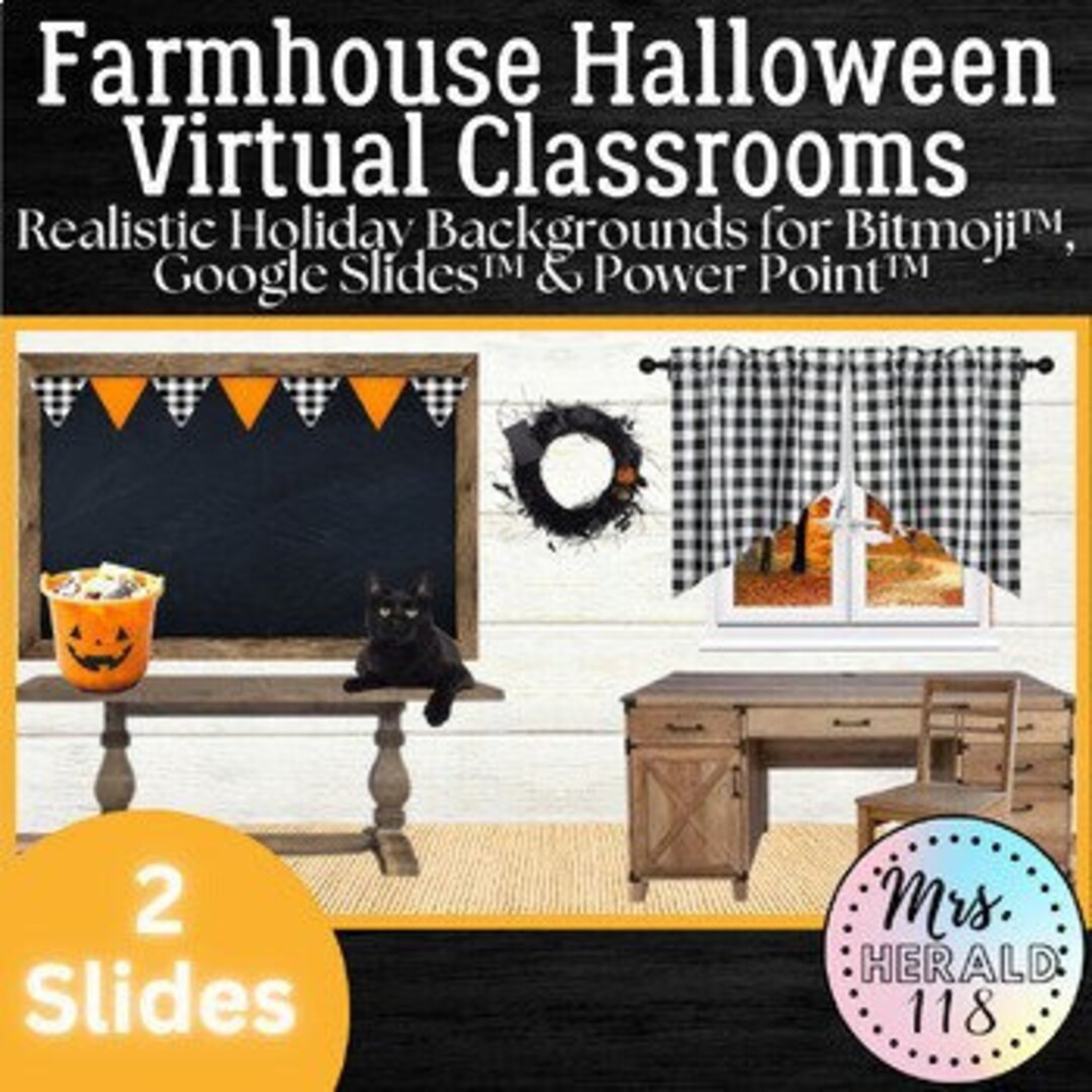 Farmhouse Halloween Virtual Classroom Backgrounds for Bitmoji Google ...