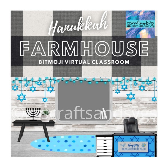 Hanukkah Farmhouse Bitmoji Virtual Classroom Background | Etsy