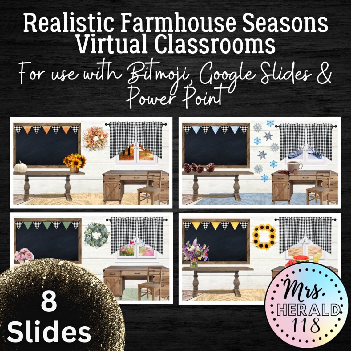 8 Realistic Farmhouse Seasons Virtual Classroom Backgrounds for Bitmoji ...