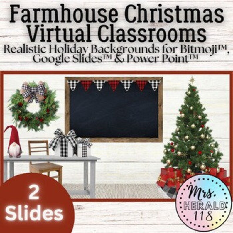 Realistic Farmhouse Christmas Virtual Classroom Backgrounds for Bitmoj ...