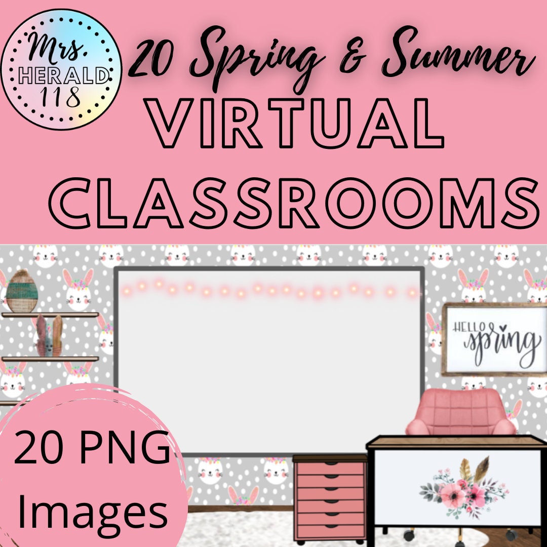 20 Spring Summer Virtual Classroom Backgrounds PNG Images for | Etsy