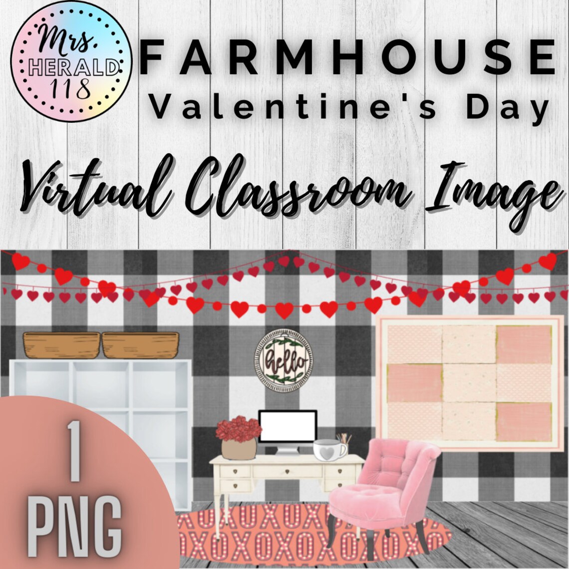 San Valentín Farmhouse Bitmoji Virtual Classroom Background Template ...