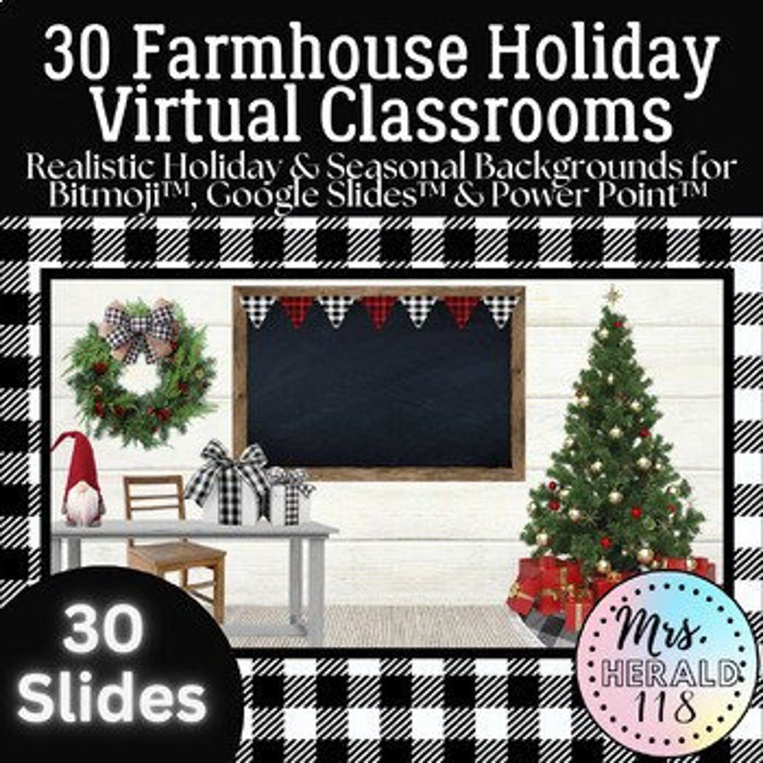 30 Realistic Farmhouse Holiday Seasonal Virtual Classroom Backgrounds ...