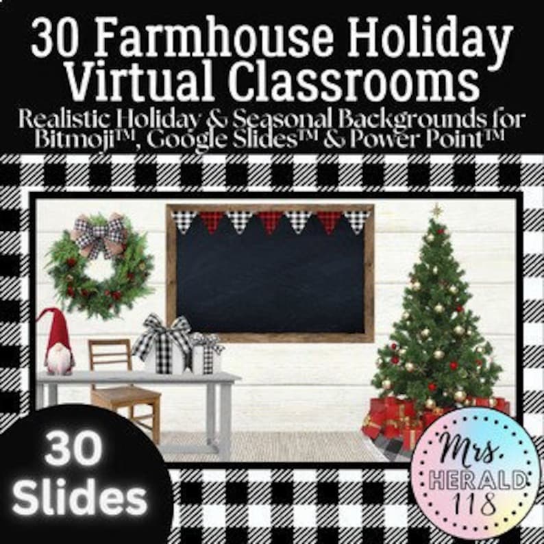 30 Realistic Farmhouse Holiday Seasonal Virtual Classroom Backgrounds ...