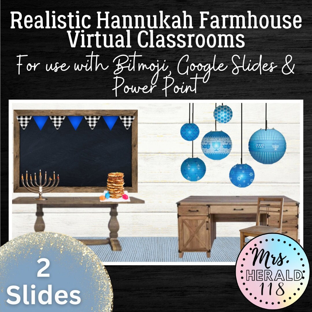 2 Realistic Hanukkah Farmhouse Holiday Virtual Classroom Backgrounds ...