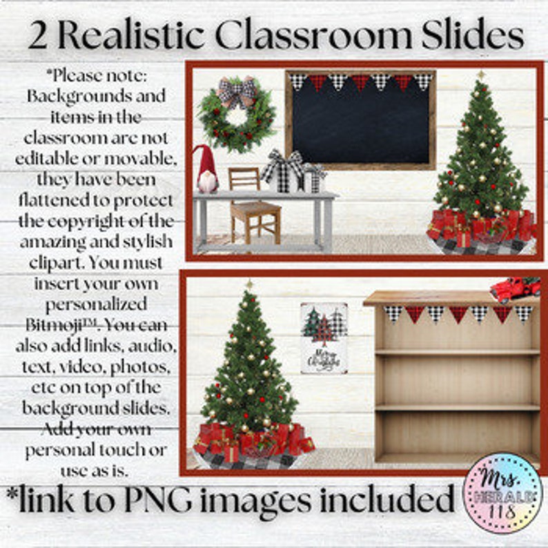 Realistic Farmhouse Christmas Virtual Classroom Backgrounds for Bitmoj ...