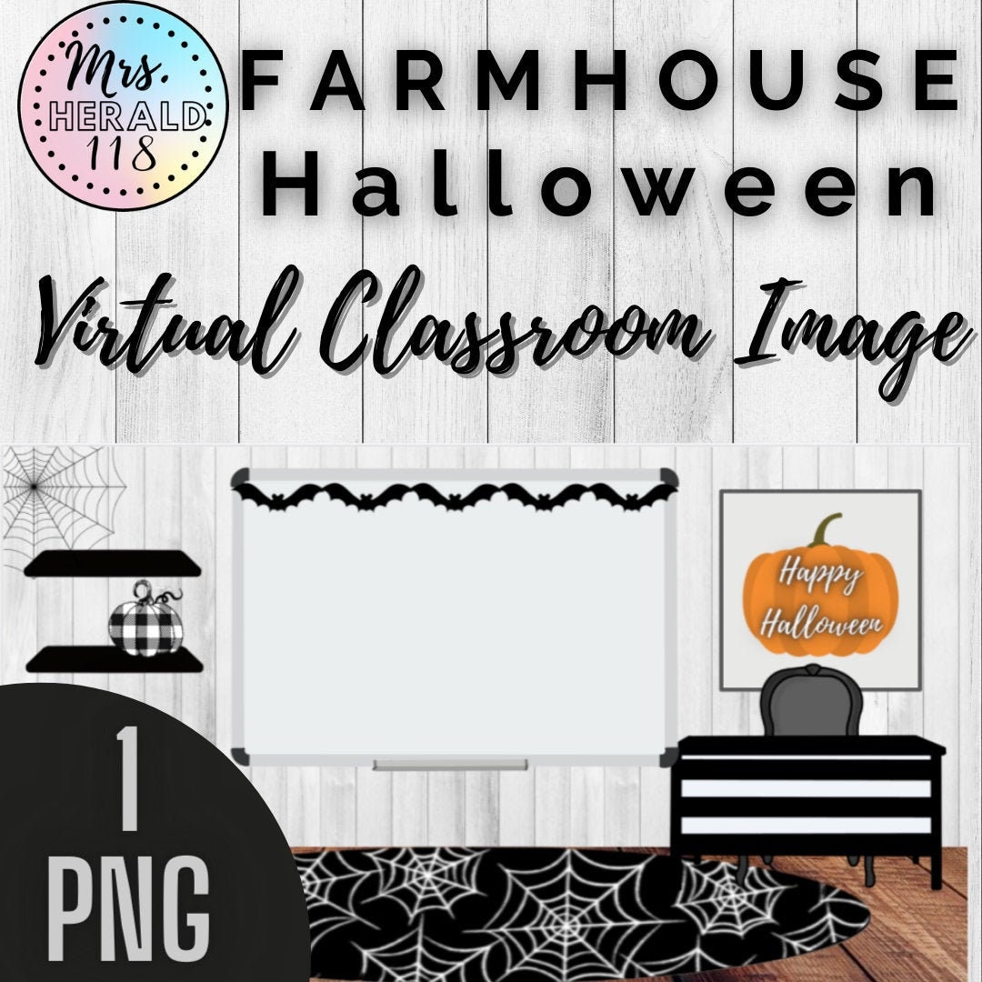 Halloween Farmhouse Bitmoji Virtual Classroom Background Template PNG ...