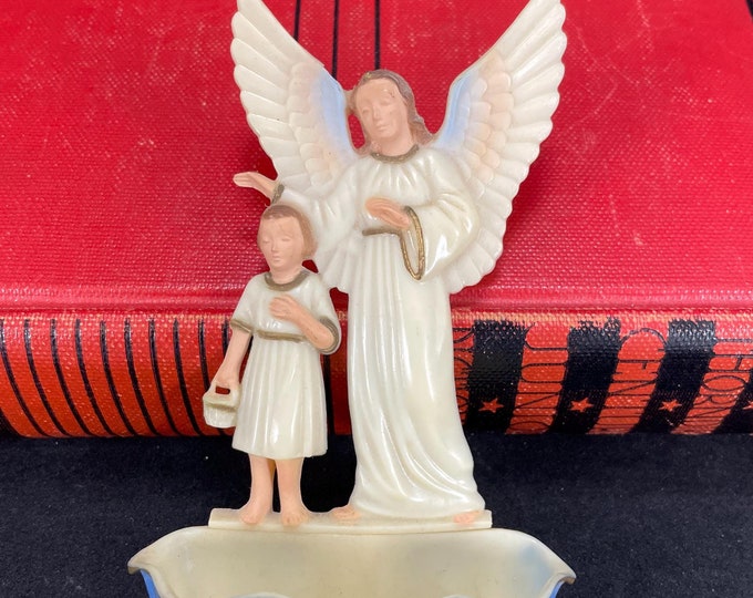 Vintage Plastic Holy Water Wall Font, Guardian Angel Font, Home Altar ...