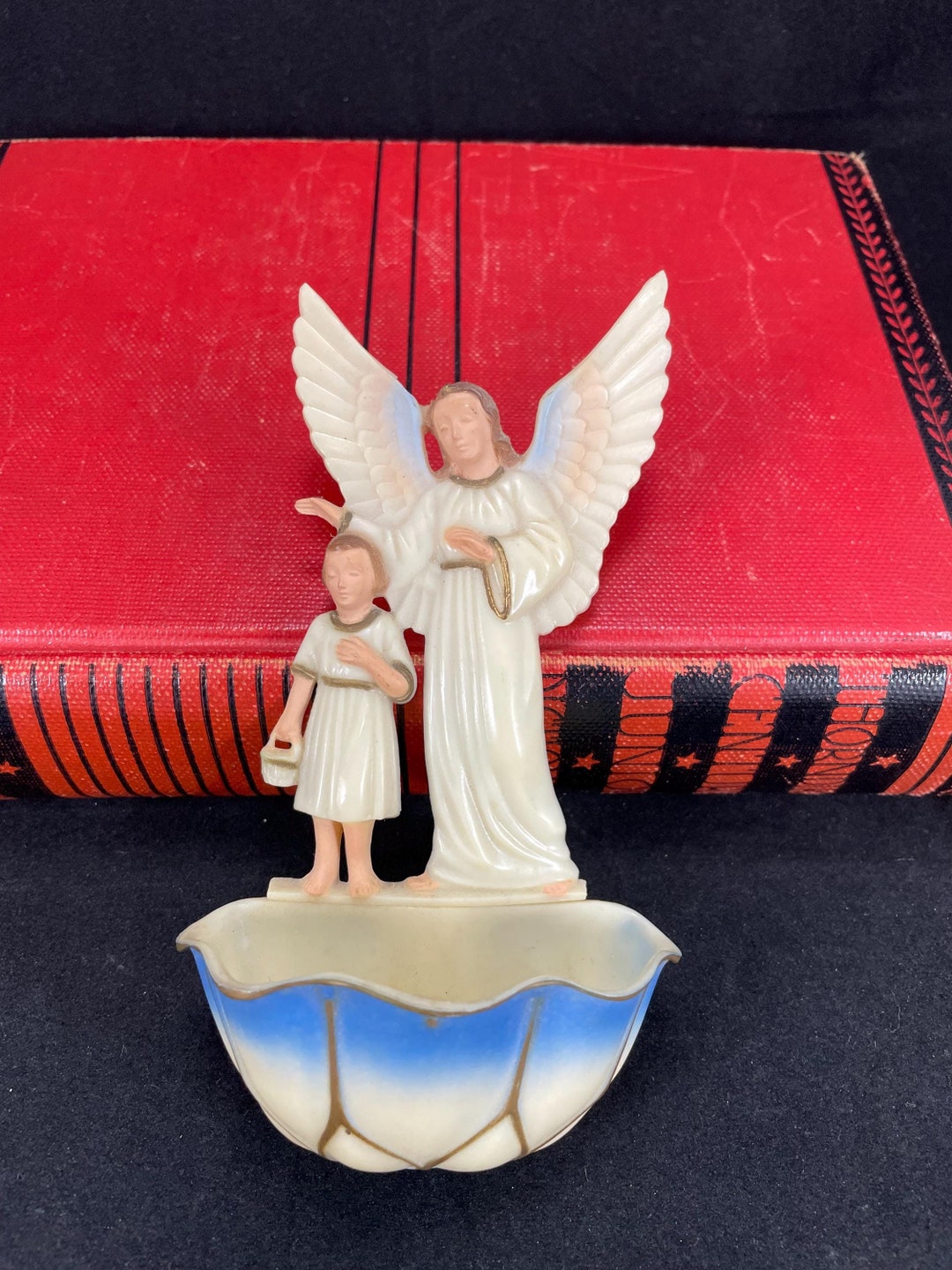 Vintage Plastic Holy Water Wall Font, Guardian Angel Font, Home Altar ...
