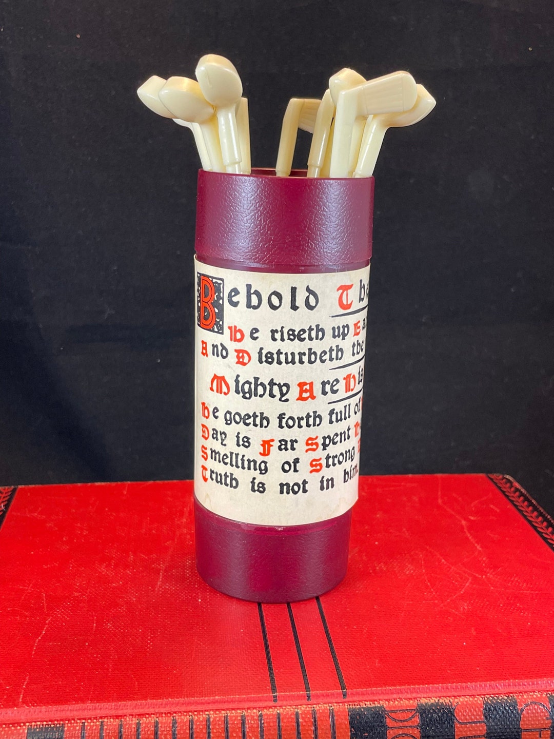 Vintage Golf Bag Container Filled With 12 Golf Club Drink Stirrers, 6 ...