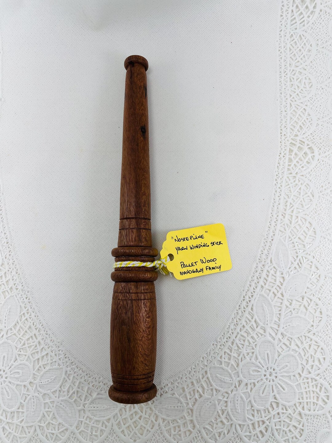 Vintage Hand Turned Wooden Yarn Winding Stick, Mahogany Nostepinne ...