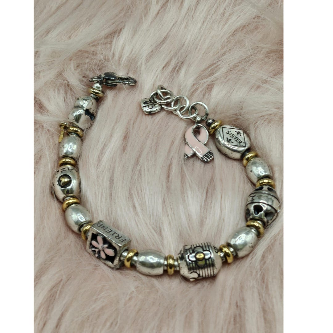 Vintage Brighton Power of Pink Breast Cancer Ribbon Key Bracelet - Etsy