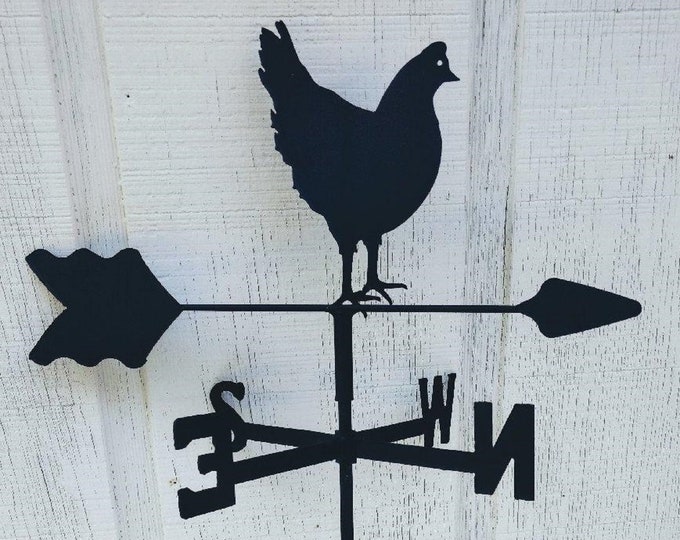 The Lazy Scroll Hen Chicken Roof Mounted Weathervane Black Wrought Iron ...