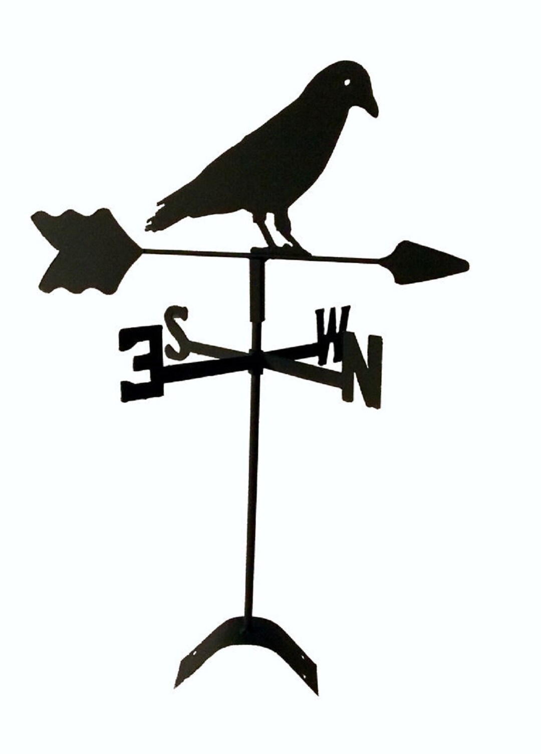 The Lazy Scroll Crow Roof Mounted Metal Weathervane Black Wrought Iron ...
