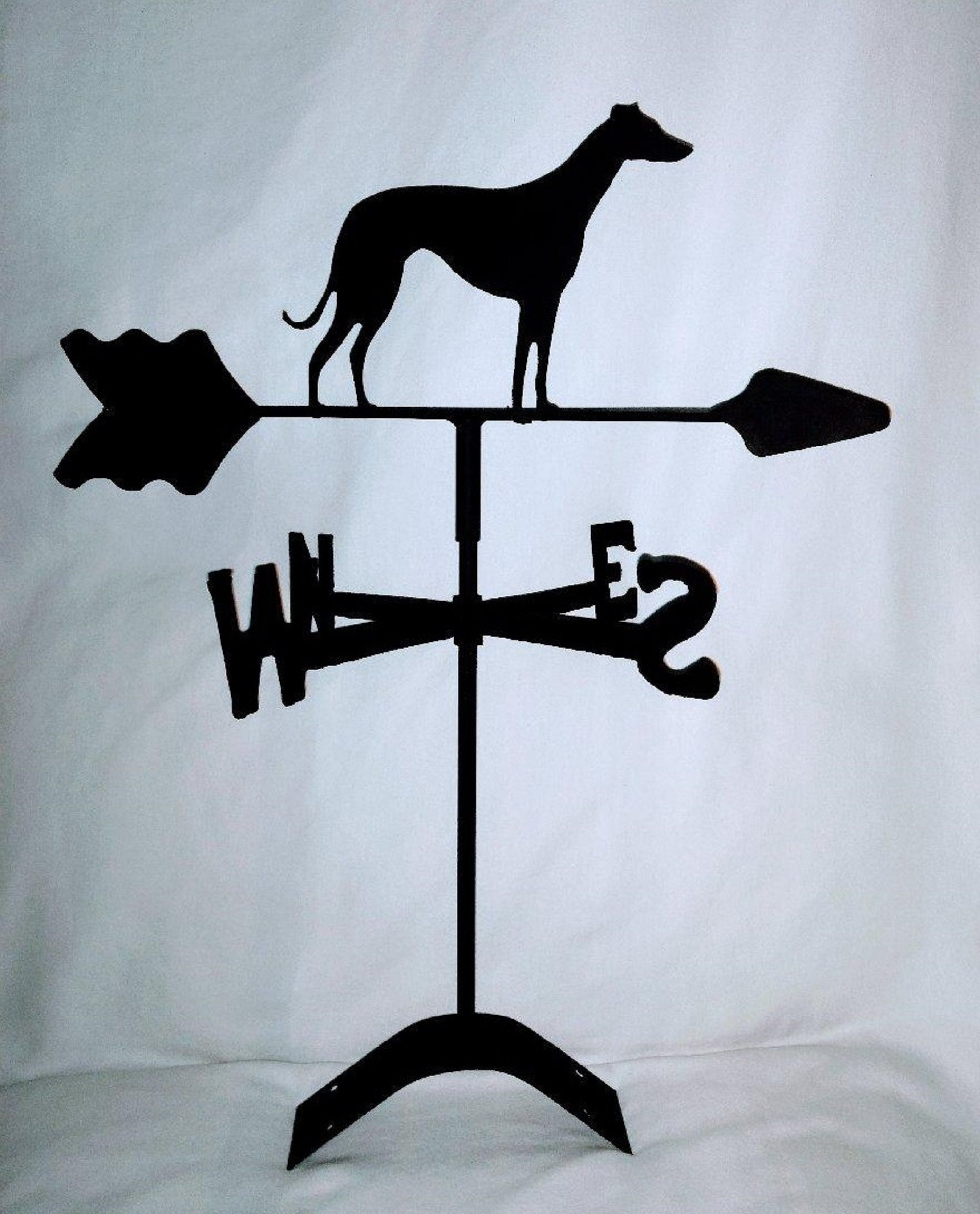 The Lazy Scroll Greyhound Roof Mounted Weathervane Black Wrought Iron ...