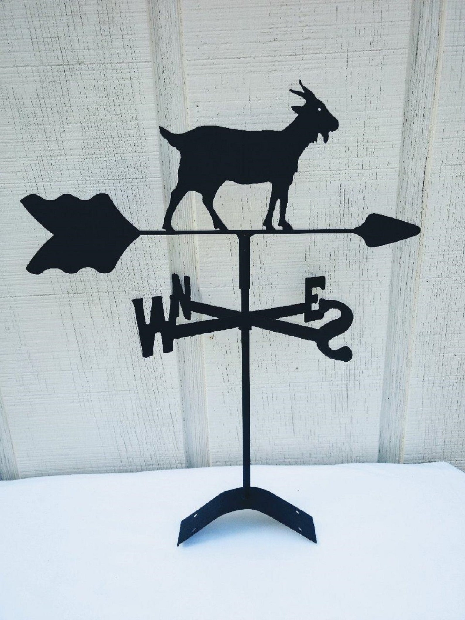 The Lazy Scroll Goat Roof Mounted Weathervane Black Wrought Iron Look ...