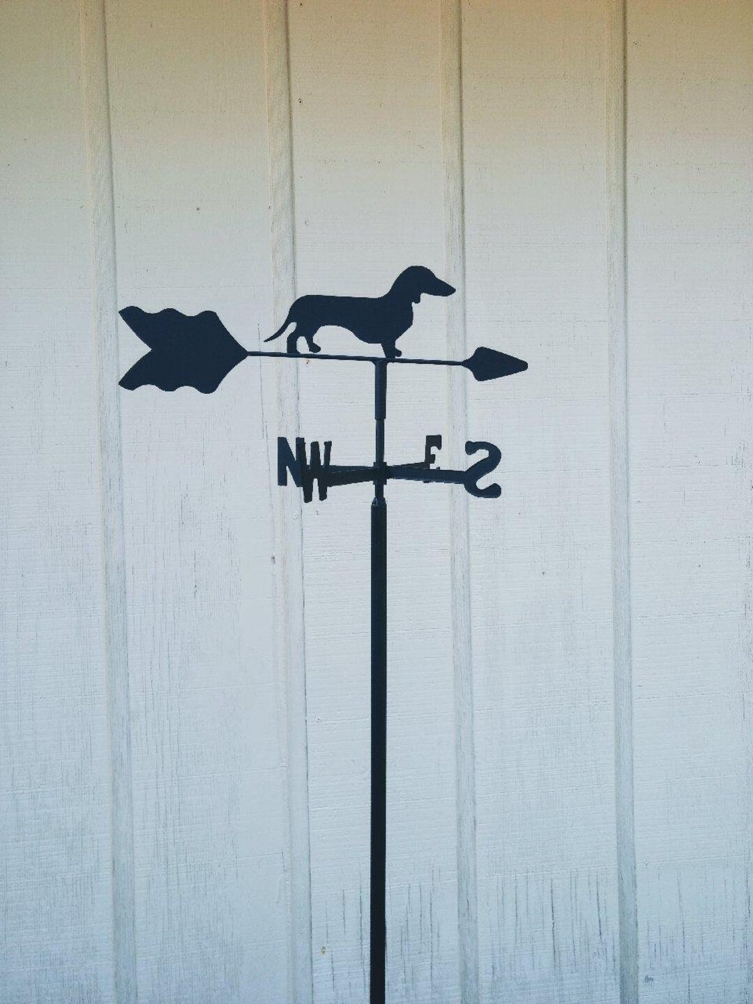 The Lazy Scroll Dachshund Garden Mounted Weathervane Black Wrought Iron ...