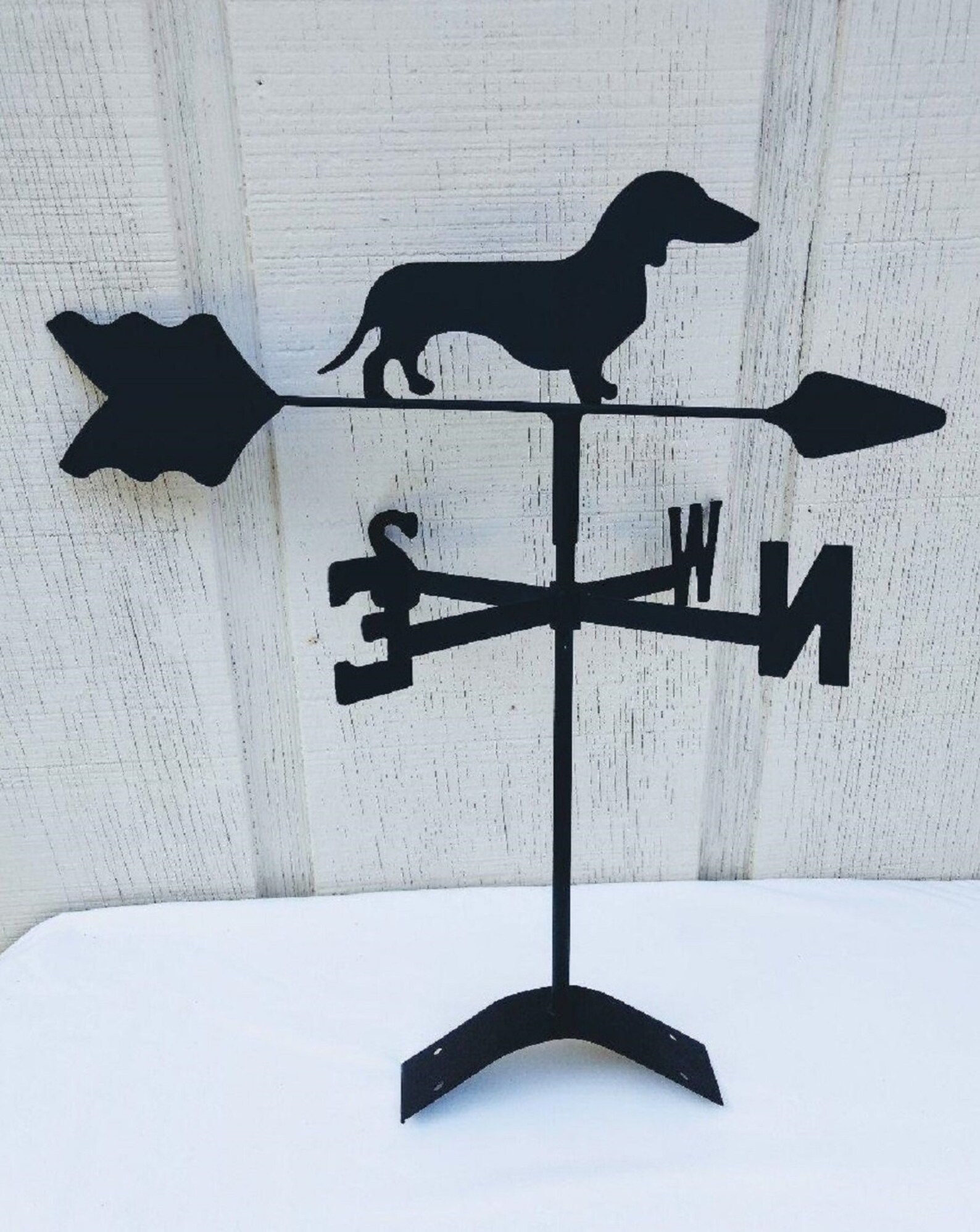 The Lazy Scroll Dachshund Roof Mounted Weathervane Black Wrought Iron ...