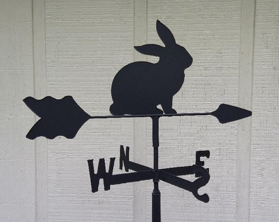 The Lazy Scroll Bunny Roof Mounted Weathervane Black Wrought | Etsy