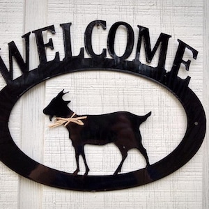 The Lazy Scroll Goat Welcome Sign Black Wrought Iron Look - Etsy