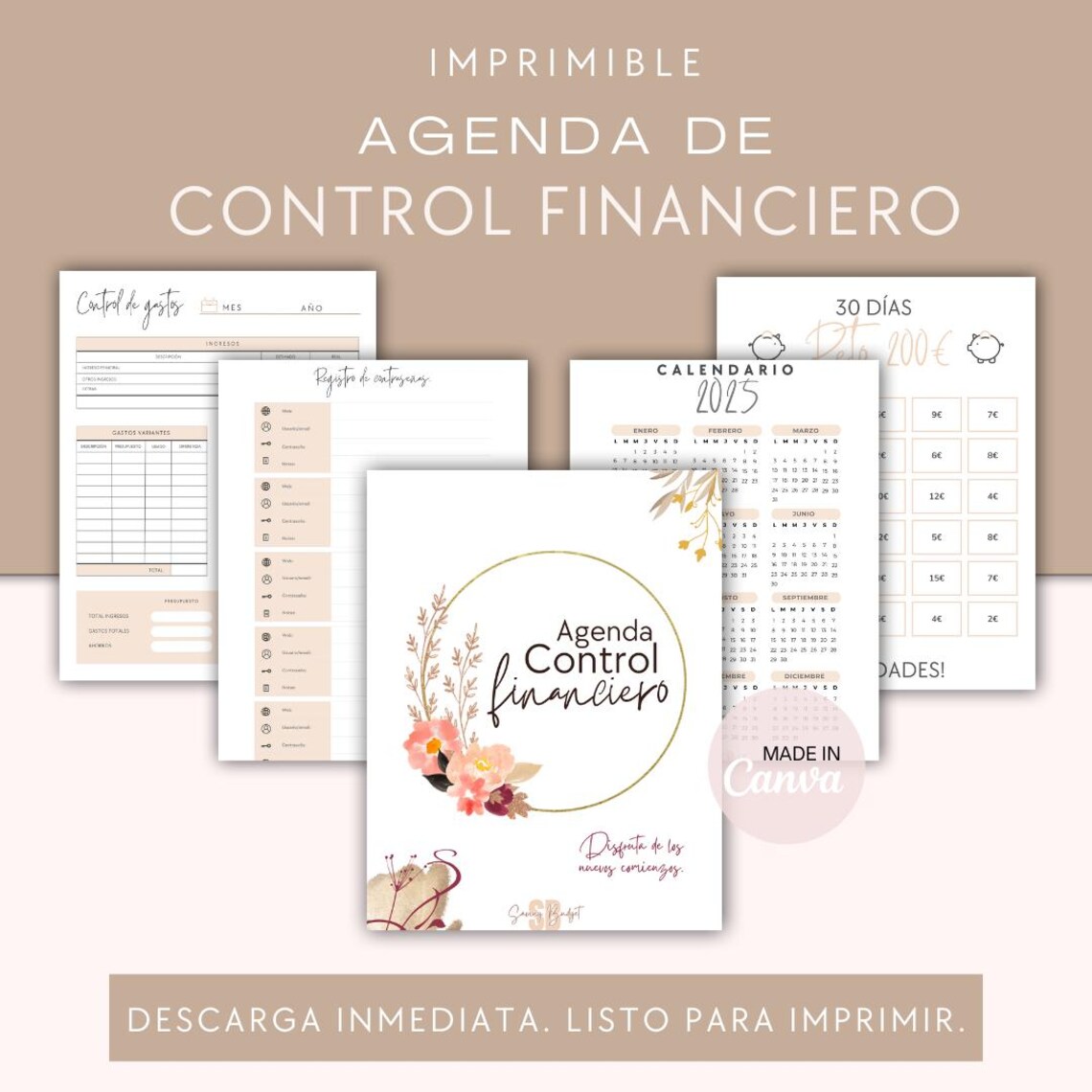 A5 Financial Planner in Spanish, Finance Diary, Undated Perpetual Diary ...