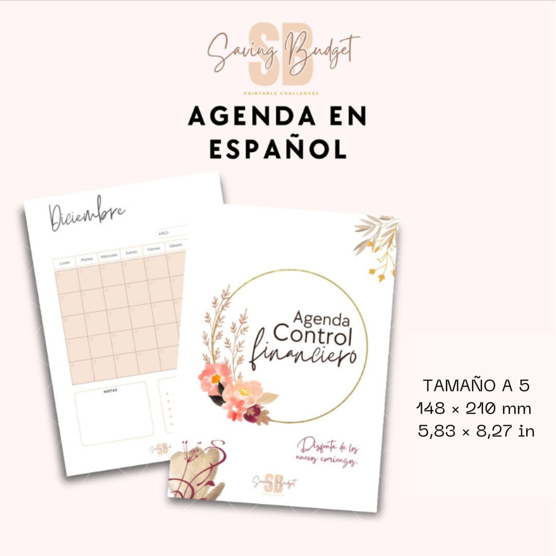 A5 Financial Planner in Spanish, Finance Diary, Undated Perpetual Diary ...