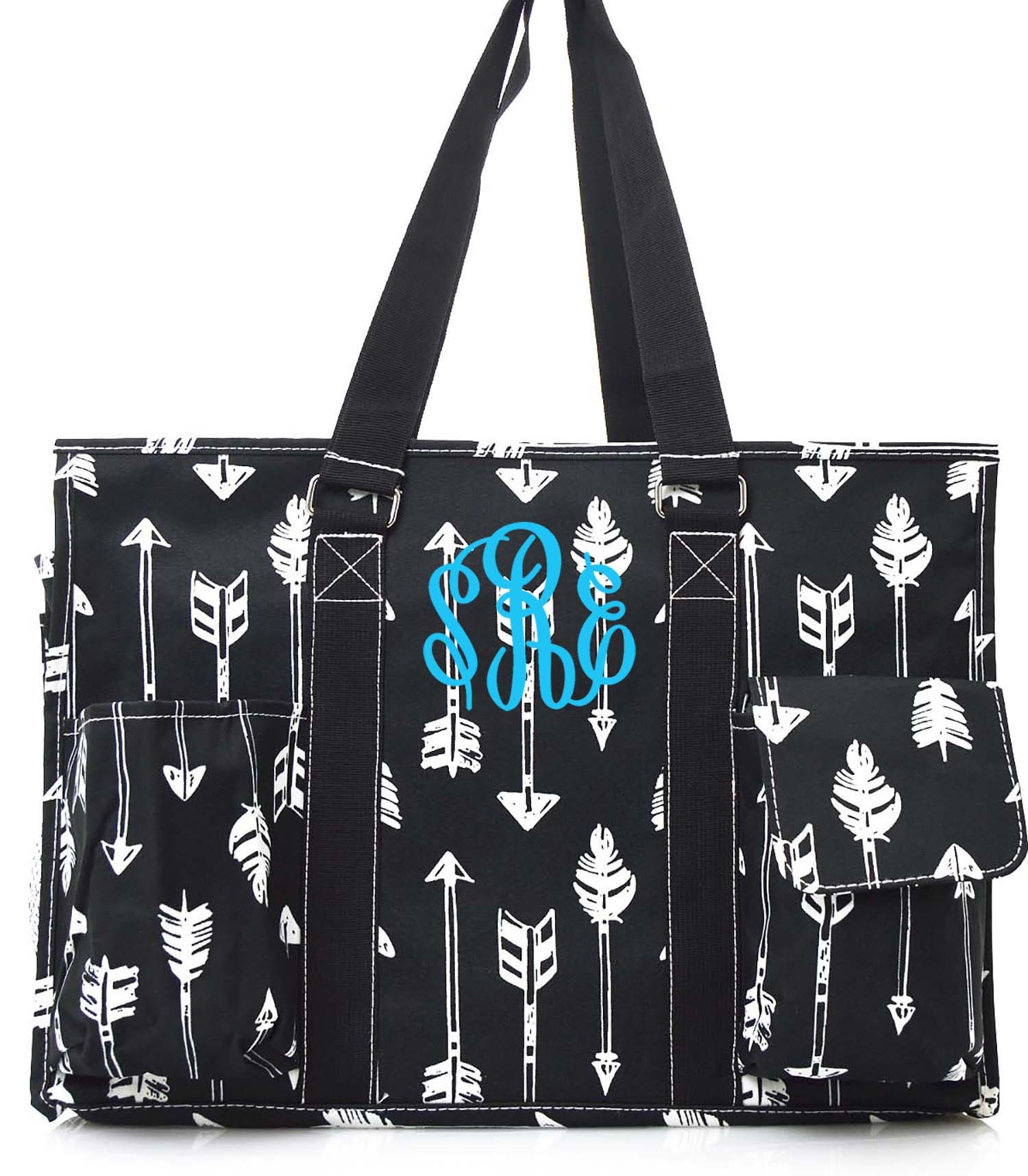 Monogrammed Arrow Print Medium Size Utility Tote ARB733 BK | Teacher ...
