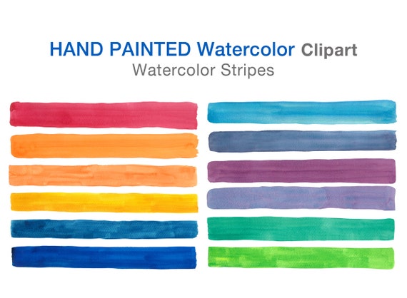 Watercolor Clip Art Handmade Watercolor Stripes Watercolor - Etsy