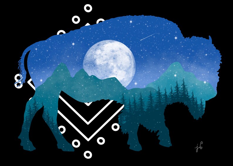 Celestial Bison Print Bison Print Bison Buffalo Animal - Etsy