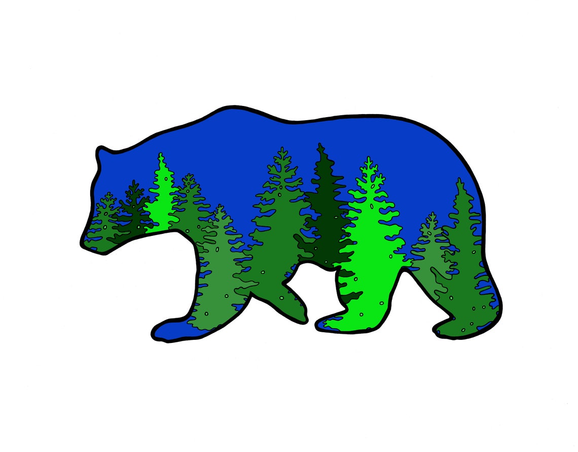 Bear Tree Sticker, Sticker, Bear, Trees, Nature, Animals, Vinyl Sticker ...
