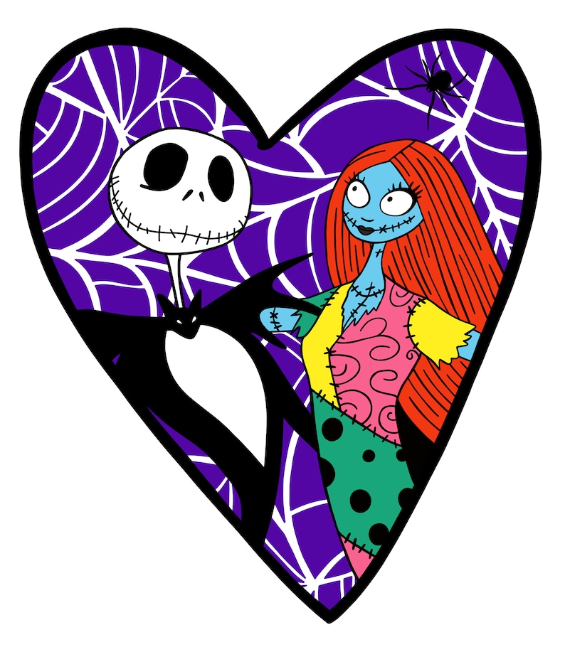 Jack and Sally Spiderweb Heart Sticker Jack Skellington - Etsy