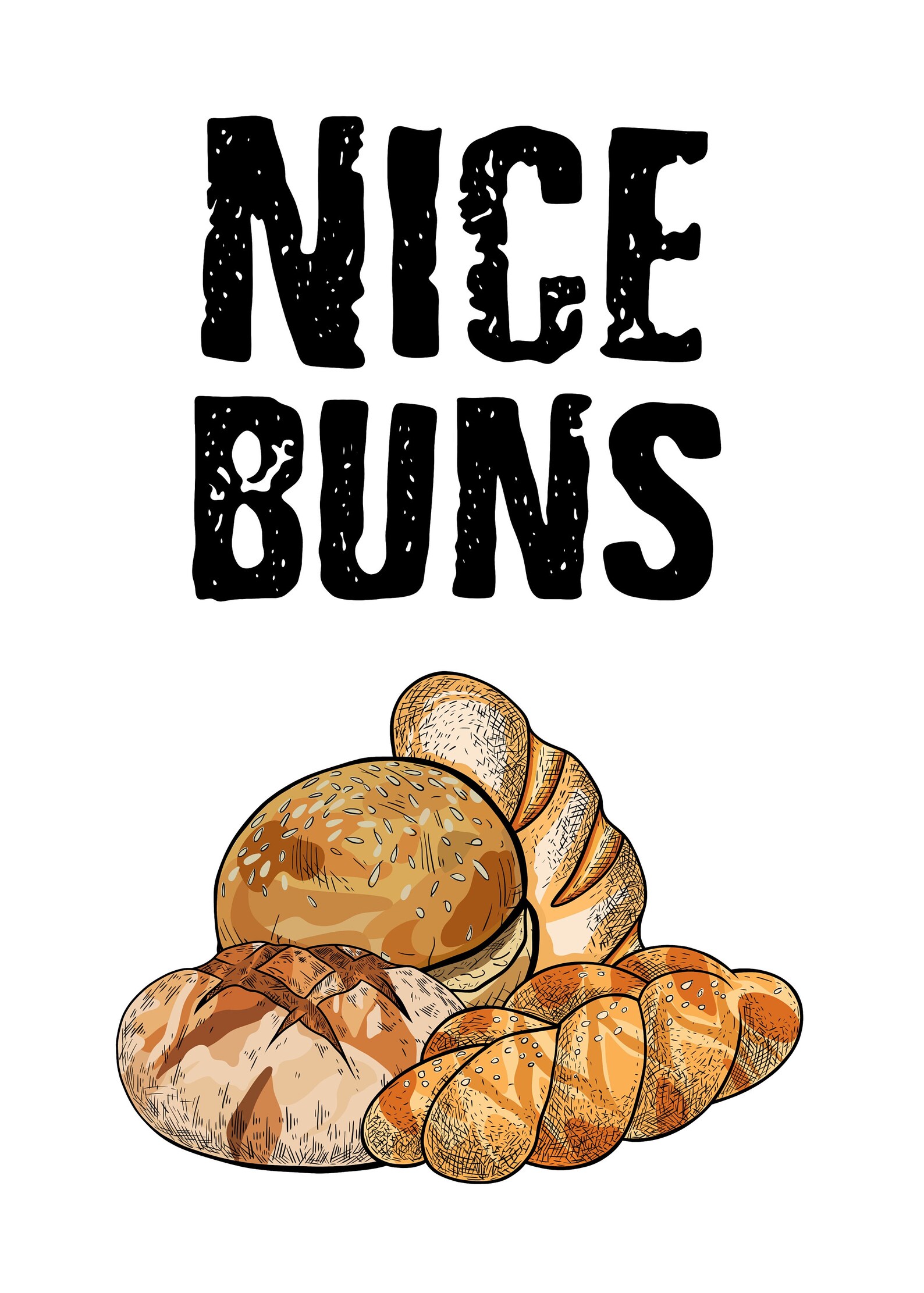 Nice Buns Greeting Card Bread Buns Food Art Food Card - Etsy