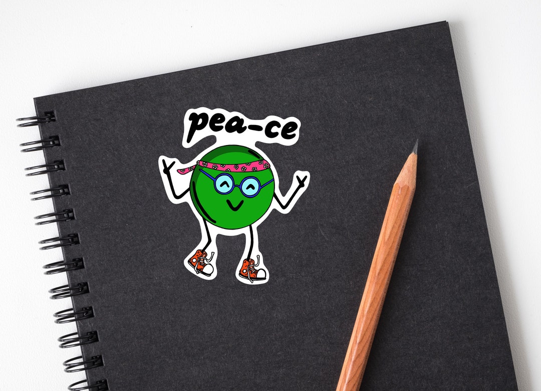 Pea-ce Sticker, Peace, Peas, Food, Hippie, Stickers, Vinyl Sticker, Die ...