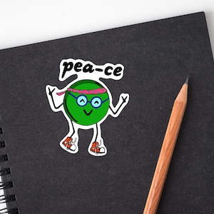 Pea-ce Sticker, Peace, Peas, Food, Hippie, Stickers, Vinyl Sticker, Die ...