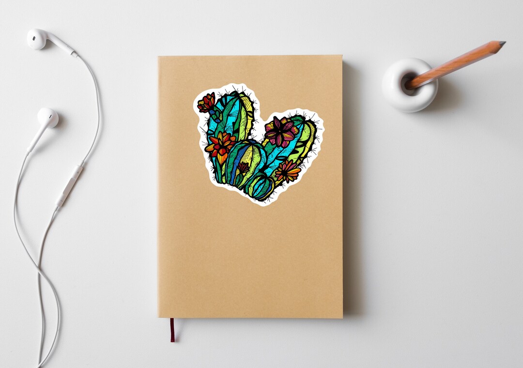 Colorful Cacti Sticker, Stickers, Cactus, Succulents, Plants, Nature ...