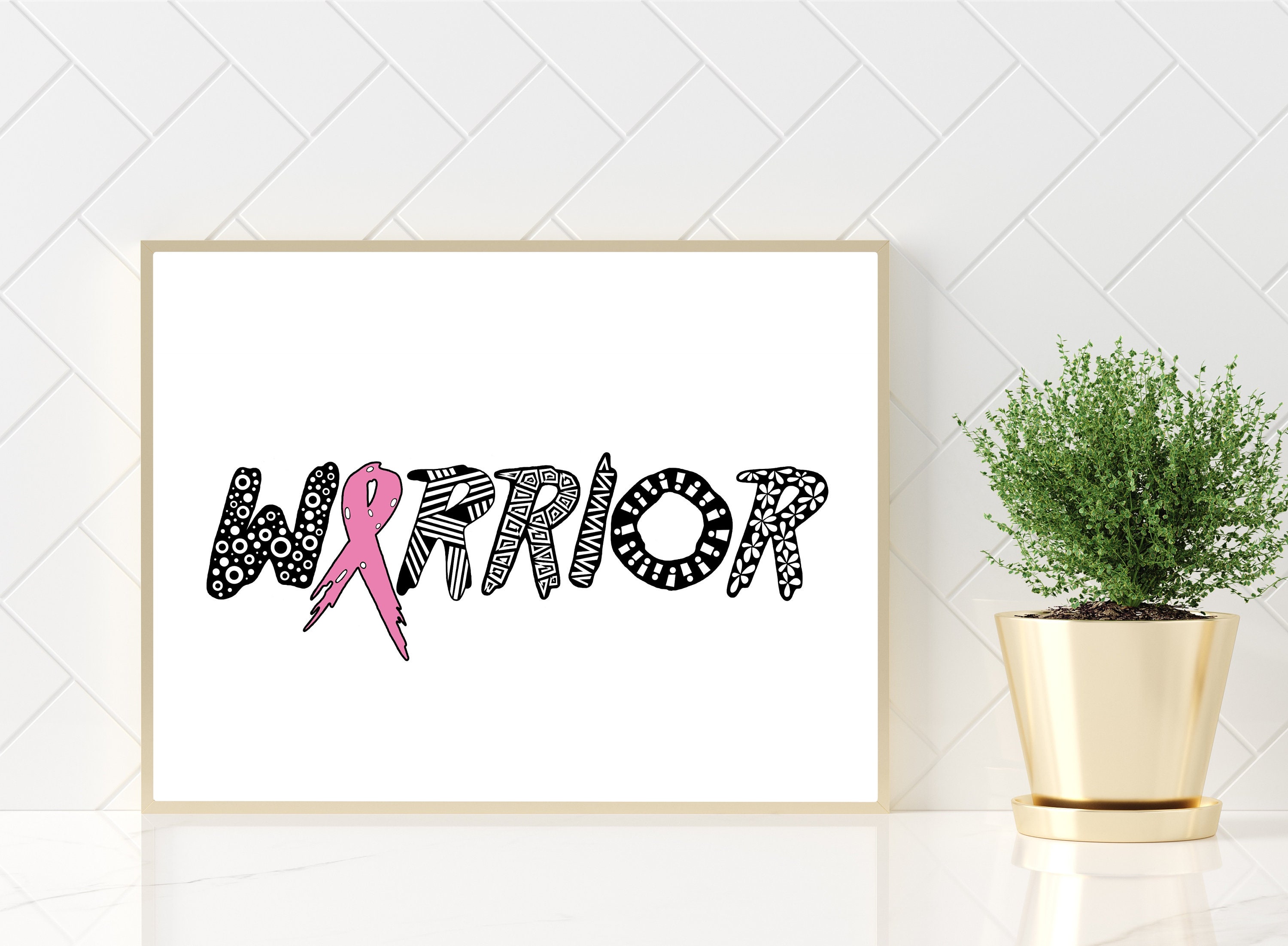 Warrior Cancer Ribbon Print Warrior Survivor Cancer | Etsy