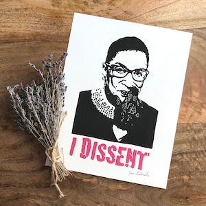 RBG I Dissent Print, Ruth Bader Ginsburg, RBG, Notorious RBG, Art Print ...