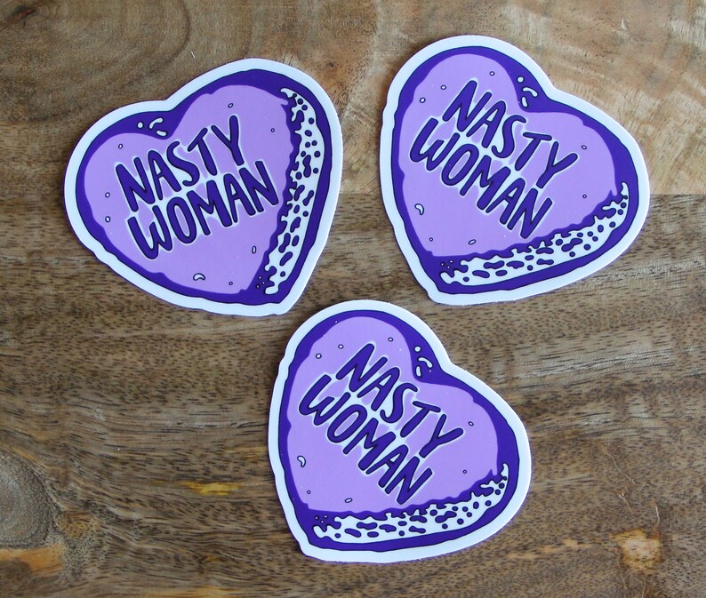 Nasty Woman Sticker Purple Heart Woman Feminism Stickers | Etsy