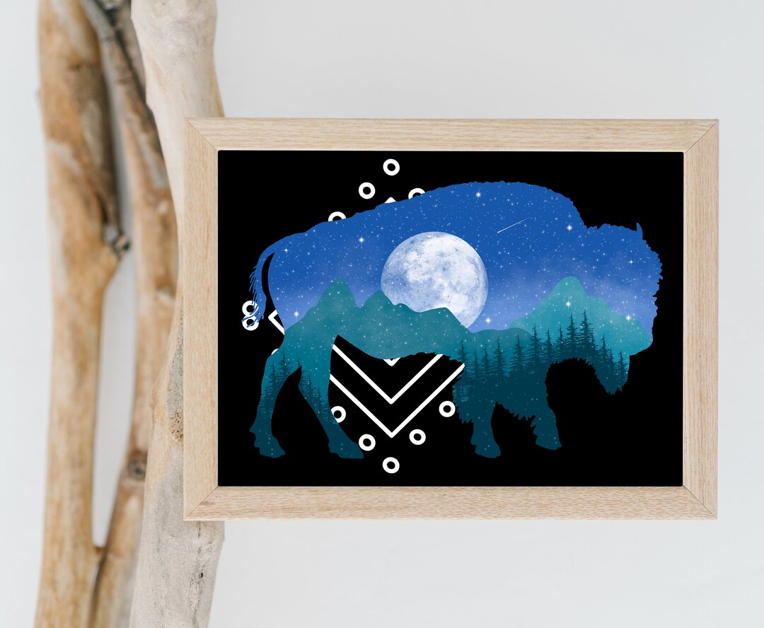 Celestial Bison Print, Bison Print, Bison, Buffalo, Animal Art, Galaxy ...