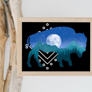 Celestial Bison Print, Bison Print, Bison, Buffalo, Animal Art, Galaxy ...