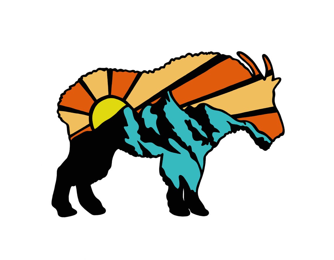 Mountain Goat Sun Sticker Sticker Animals Mountain Goat - Etsy Denmark
