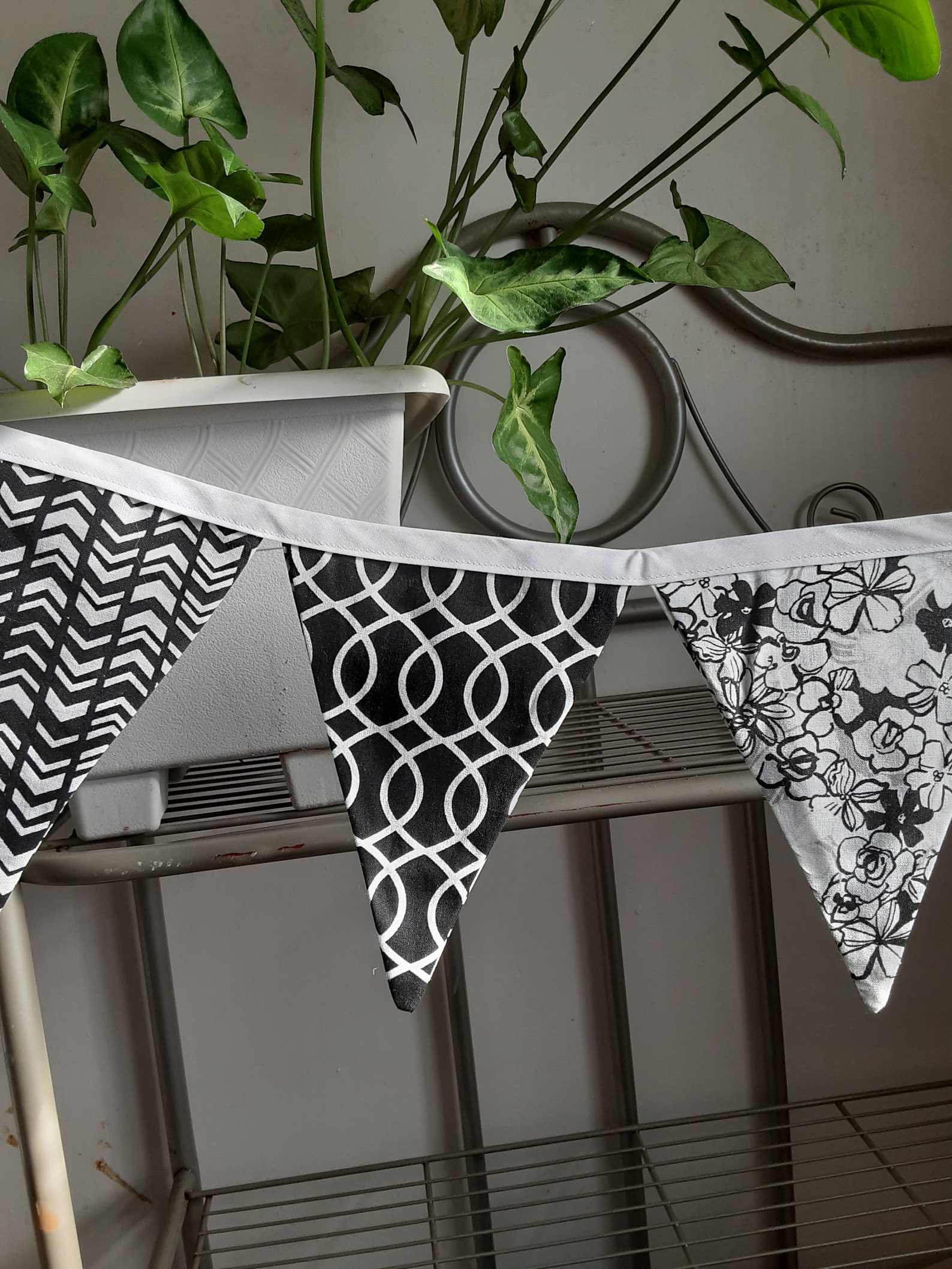 Fabric Bunting Black & White Bunting Home Decor Modern - Etsy
