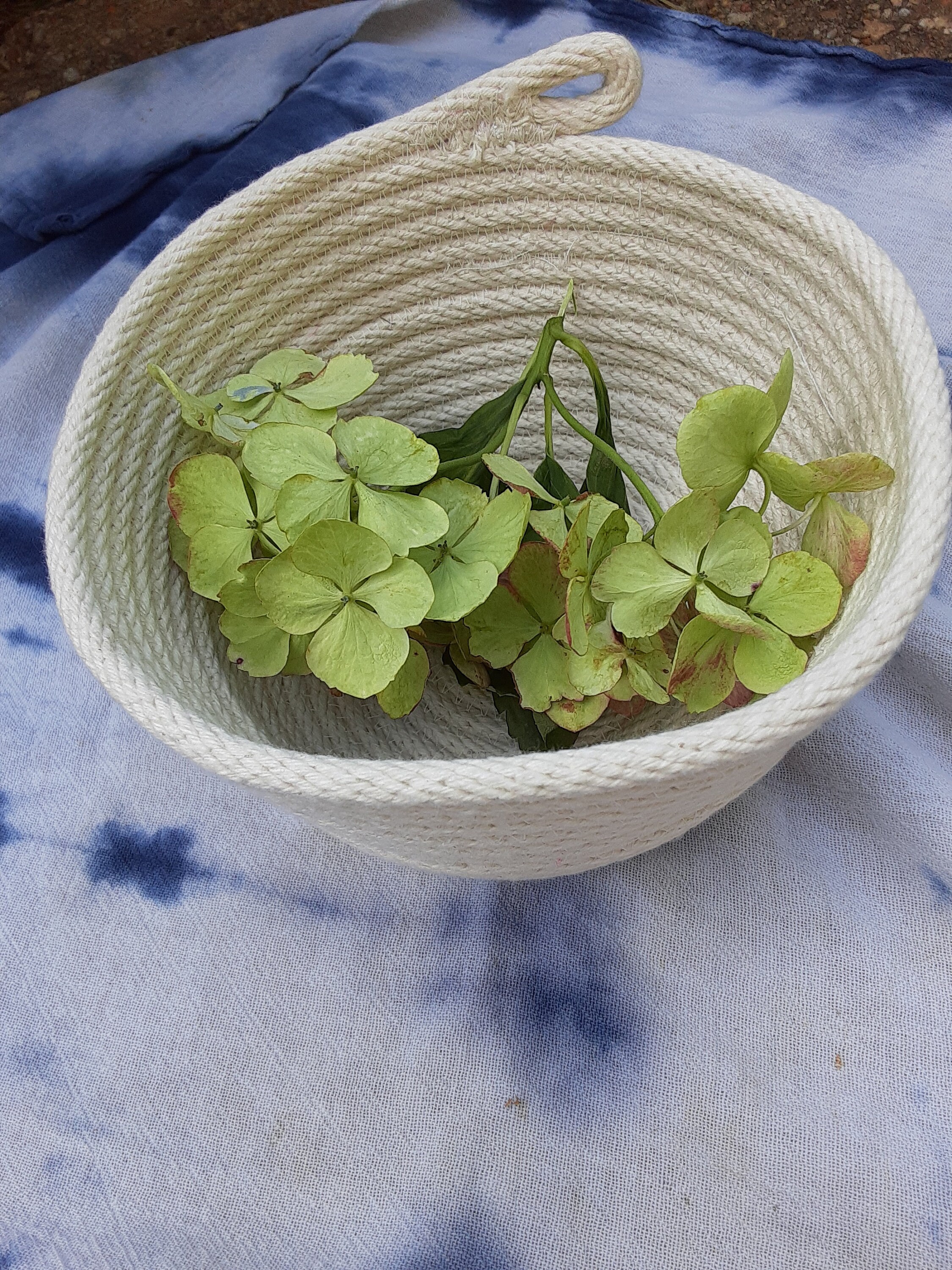 White Cotton Rope Bowl, White Rope Basket, Living Storage, Cotton ...