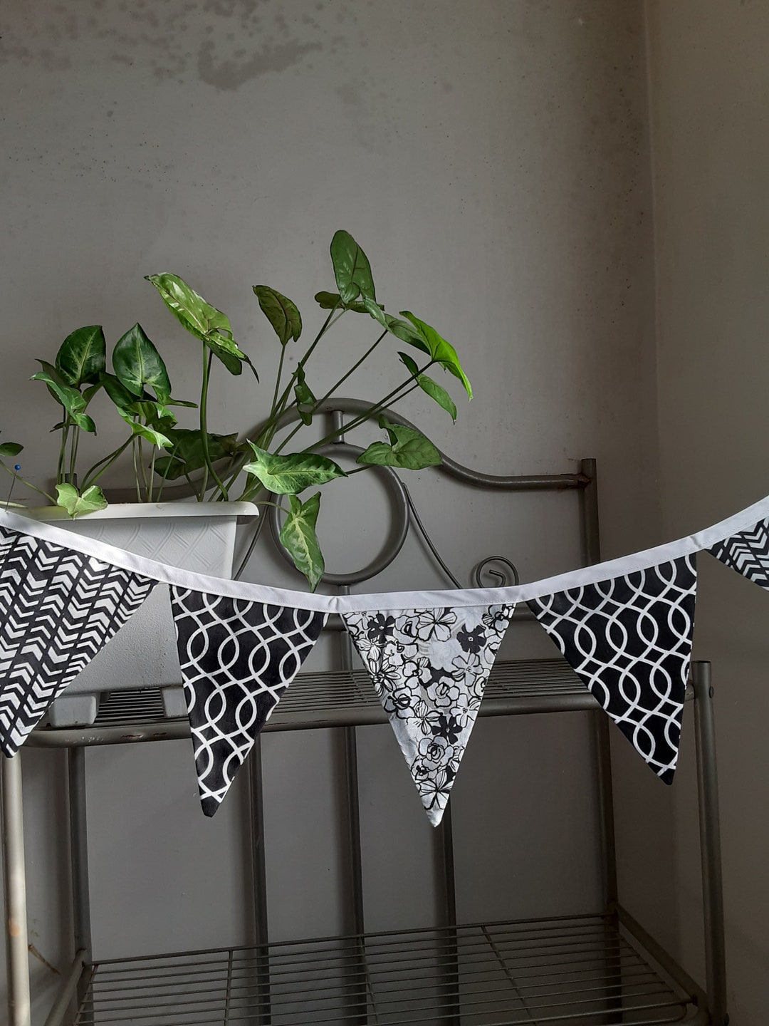 Fabric Bunting, Black & White Bunting, Home Decor, Modern Decor ...