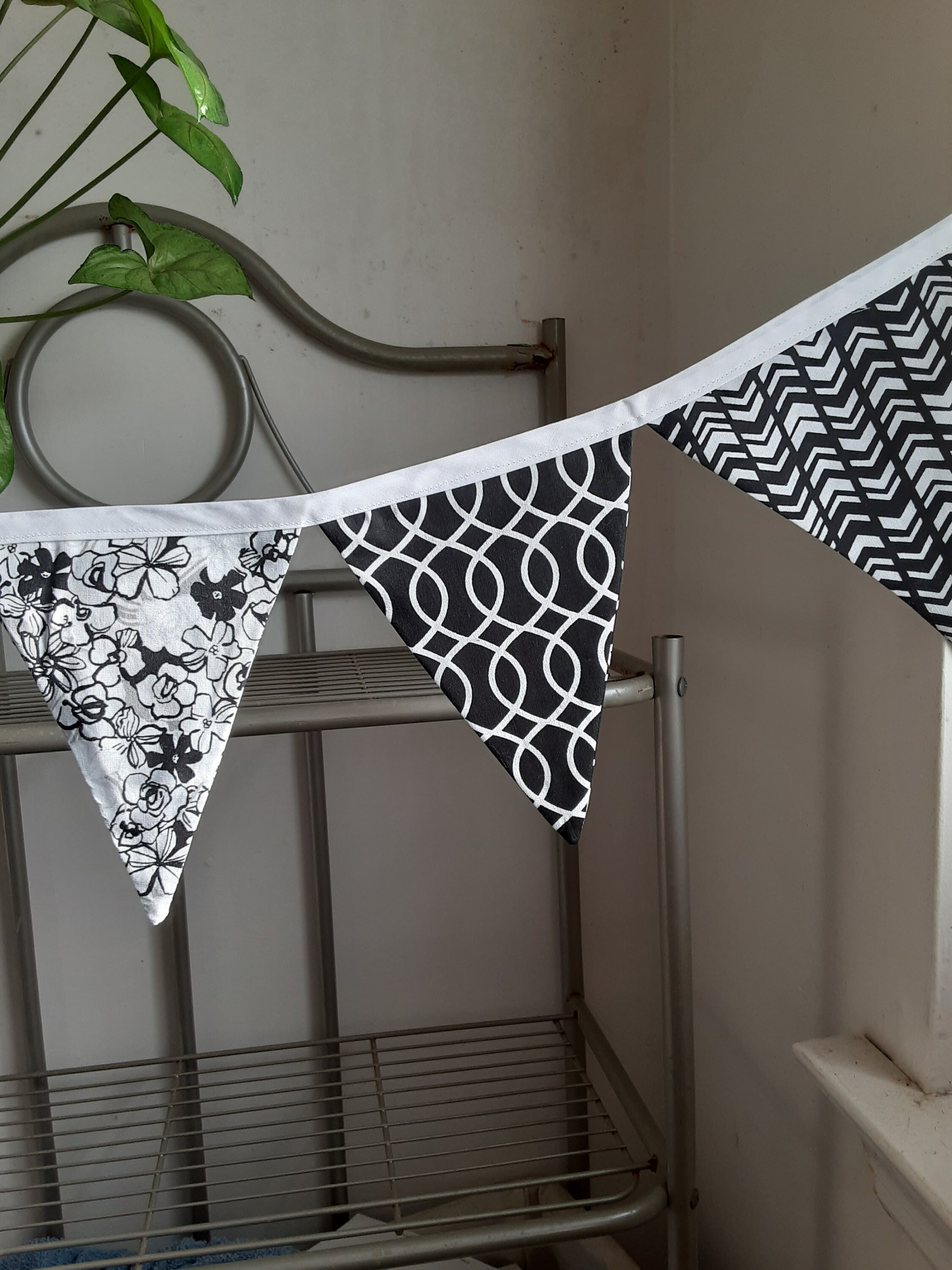 Fabric Bunting, Black & White Bunting, Home Decor, Modern Decor ...