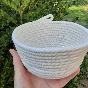 White Cotton Rope Bowl, White Rope Basket, Living Storage, Cotton ...